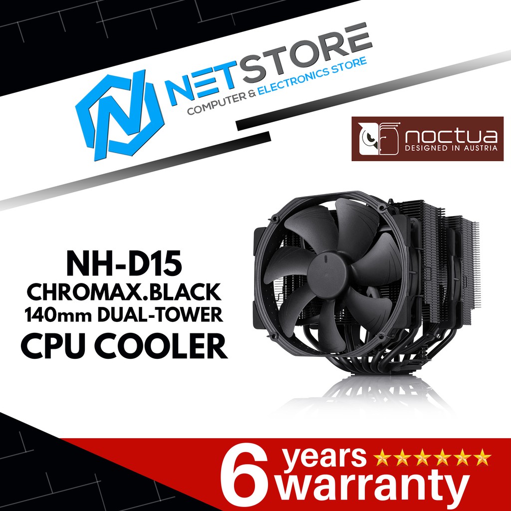 NOCTUA NH-D15 Chromax Black - 140mm Dual-Tower CPU Cooler - NH-D15 CH.BK | Shopee Malaysia