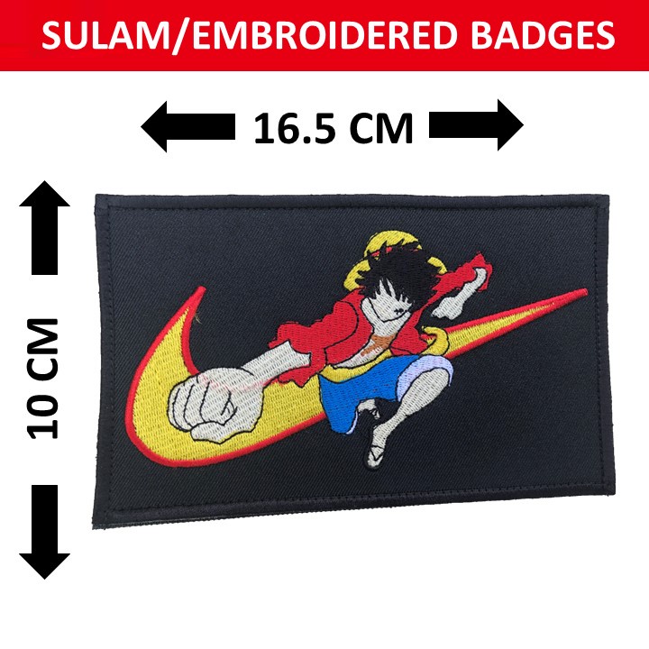 NIKE X LUFFY 2 ONE PIECE BADGES PATCHES VELCRO HOOK/LOOP ANIME LIMITED ...