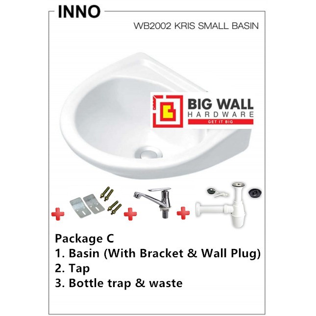 INNO WB2002/WB2009 / WB2001 Wall Hung Ceramic Basin/ SY 1826 Stainless ...