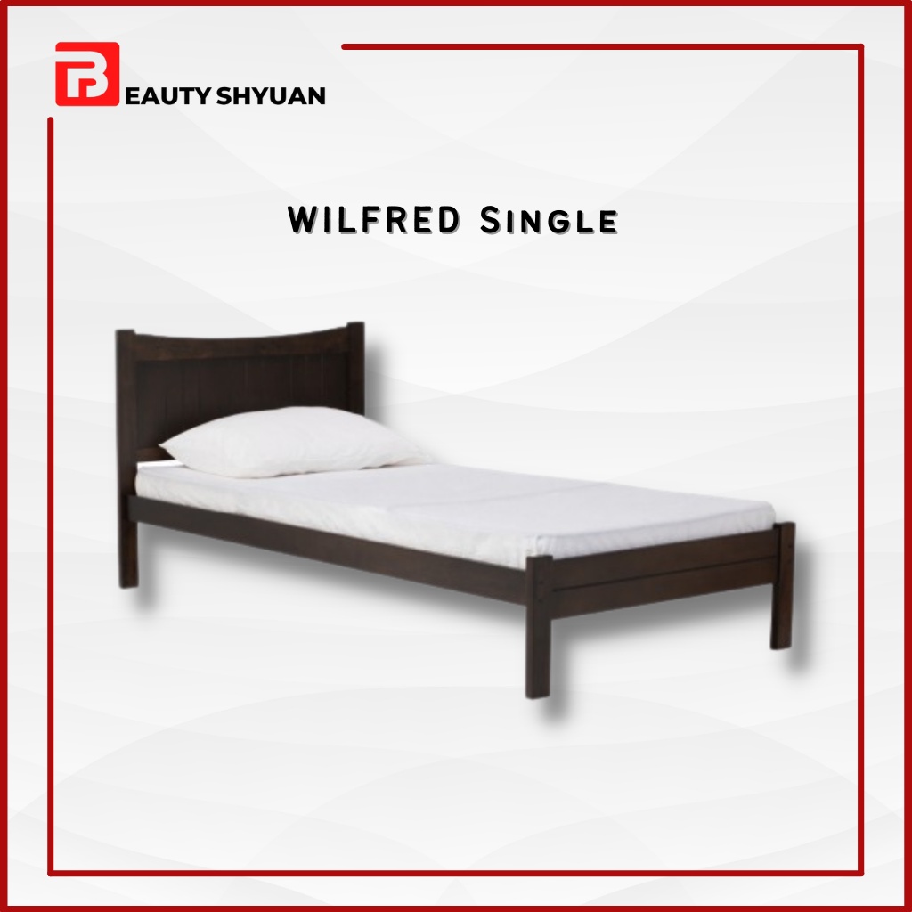 WILFRED Wooden Single Bed Frame Single Bedframe Katil Single Kayu Katil ...