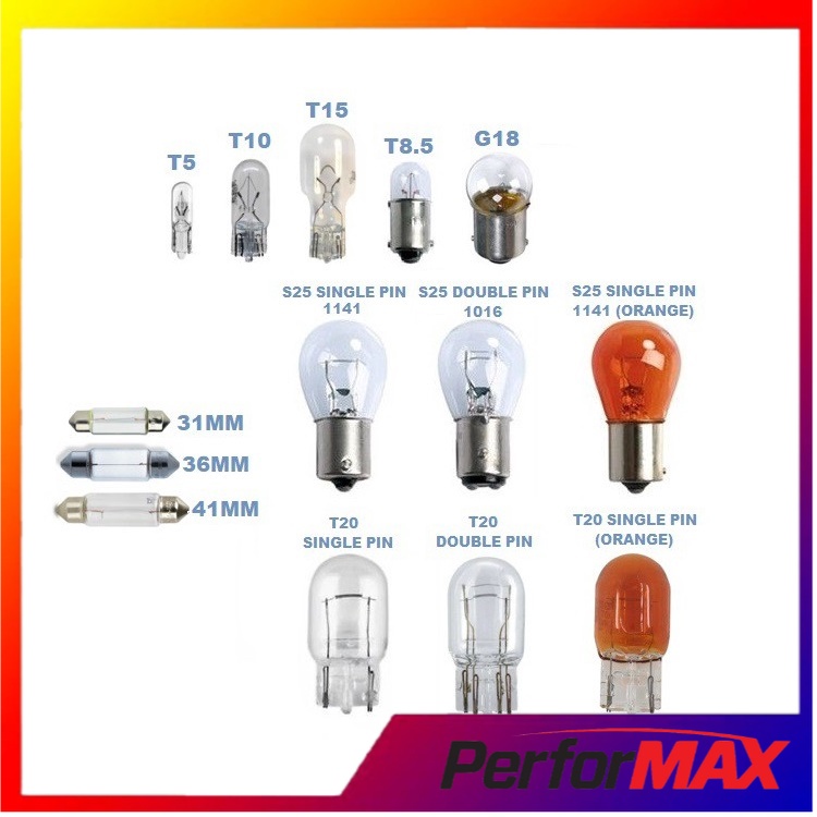 Universal Car Halogen Bulb - T5 / T10 / T15 / 4038 / 1156 / 1141 / 1016 ...