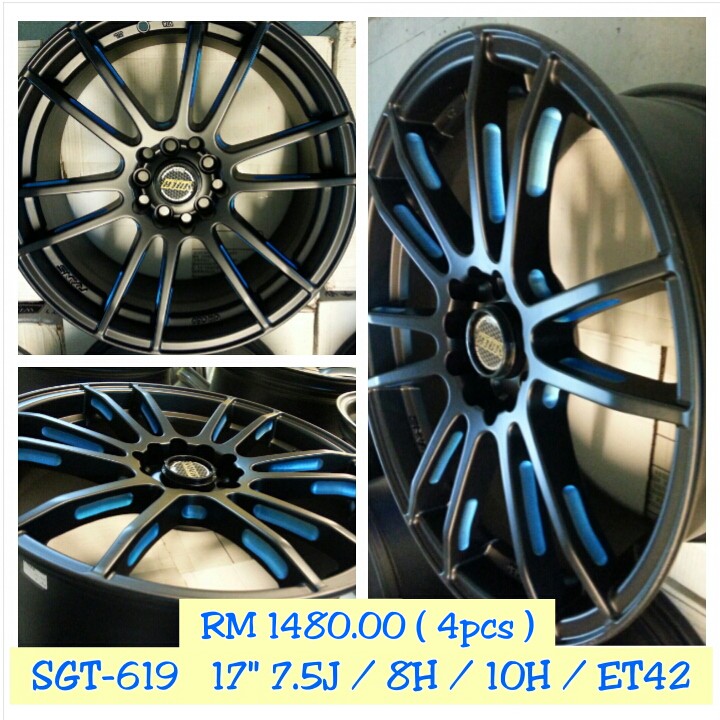 Alloy Rim Wheel 17" SGT-619 7.5J / ET42 / 4H 100 / 4H 114.3 / 5H 100 ...