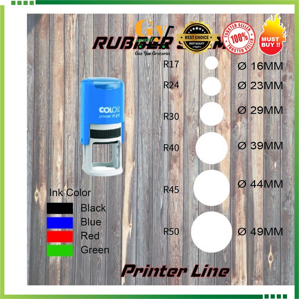 Rubber Stamp Colop Printer Line (Round Chop) | Shopee Malaysia