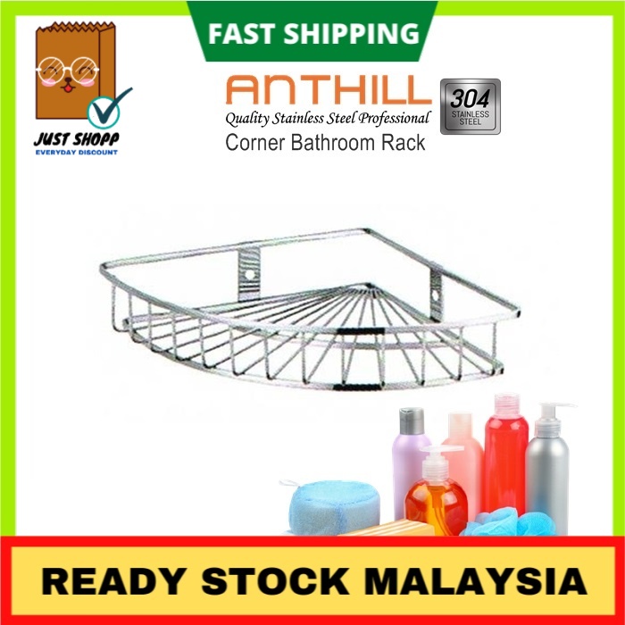 🔥READY STOCK🔥 ANTHILL Stainless Steel Corner Bathroom Kitchen Rack AKS ...