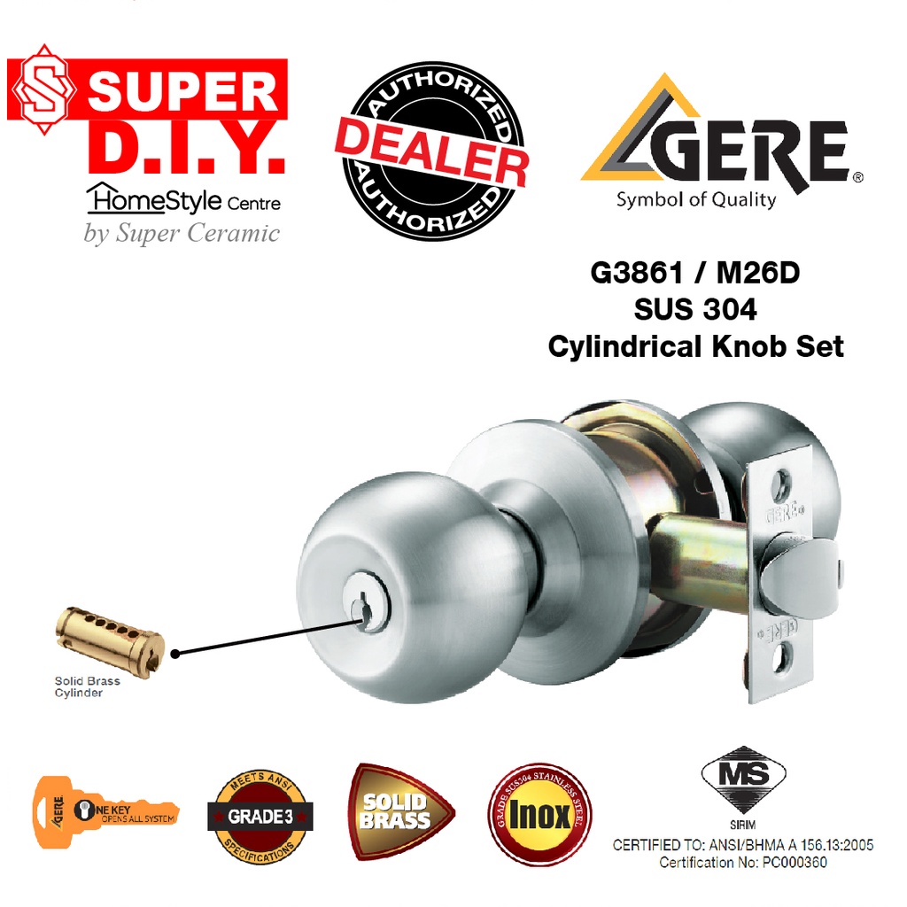 GERE G3861 Stainless Steel 304 Cylindrical Knob Set M26D | Shopee Malaysia