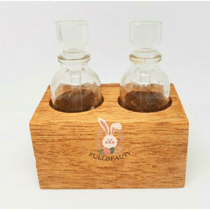 ReadyStock#Glass Acid Bottle With Wooden Holder#Asid Botol Kaki Kayu# ...