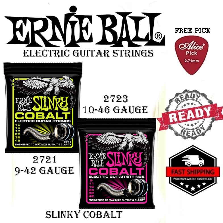 (READY STOCK) ERNIE BALL 2723 SUPER SLINKY 9-42 GAUGE - 2721 REGULAR SLINKY 10-46 GAUGE COBALT ...
