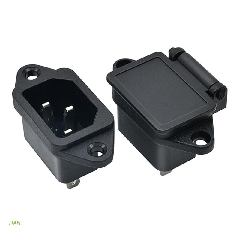HAN AC 250V 10A IEC320 C14 3 Pin Male Power Cord Inlet Socket | Shopee ...