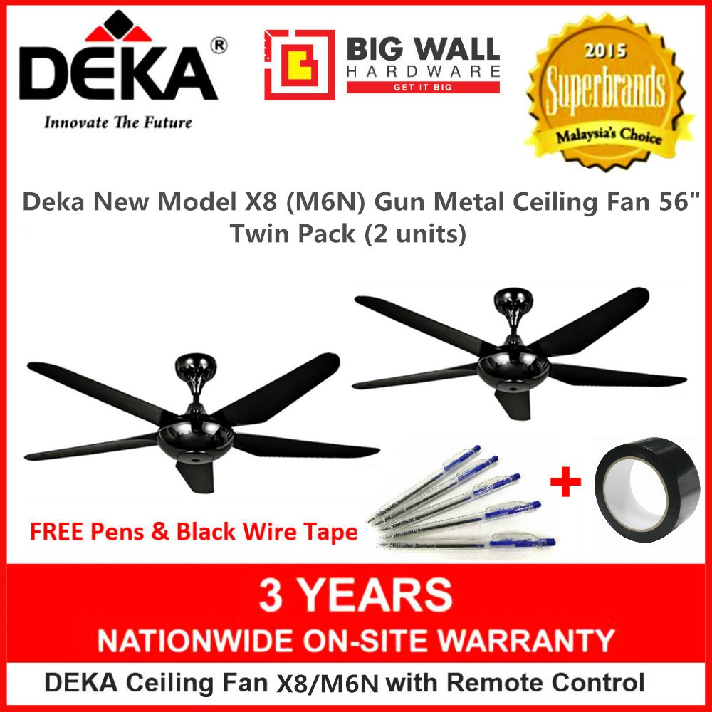 Deka X8 (Replace M6N) 5 Blades Gun Metal/White Ceiling Fan 56" (2 units ...