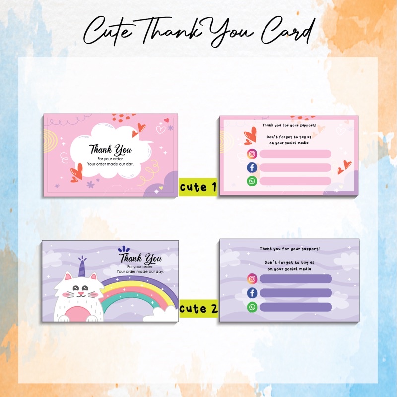 🌺TQ CARD + FREE GIFT🌺100pcs Cute thank you card for business/ cute card ...