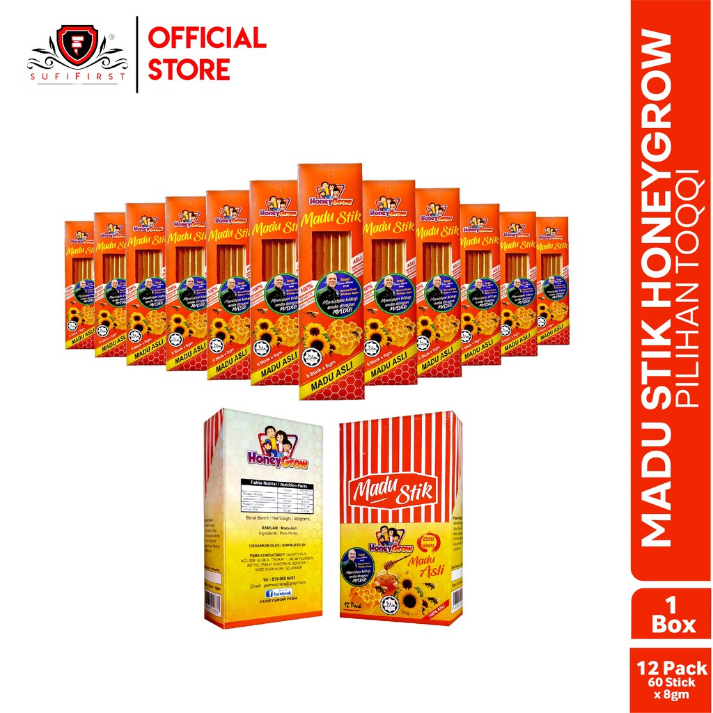 Madu Stick Honeygrow pilihan Toqqi!! 1 Box (12 Pack / 60 Sticks ) by ...