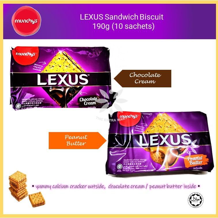 💥Promotion💥Munchy's LEXUS Sandwich Biscuit - Chocolate Cream / Peanut ...