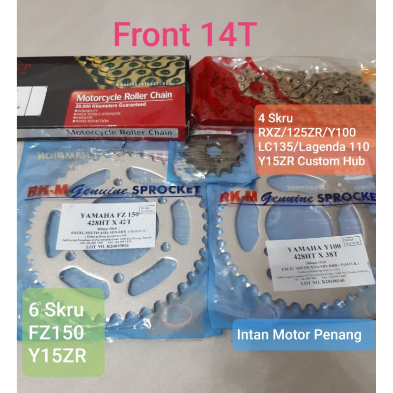 428HT Front 14T RKM Sprocket Set Yamaha RXZ, LC135, Lagenda110, 125ZR ...
