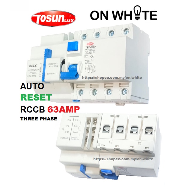 TOSUN RCCB /ELCB TSL5-63AP 63A 4P 300MA AUTO RESET RESIDUAL CURRENT ...