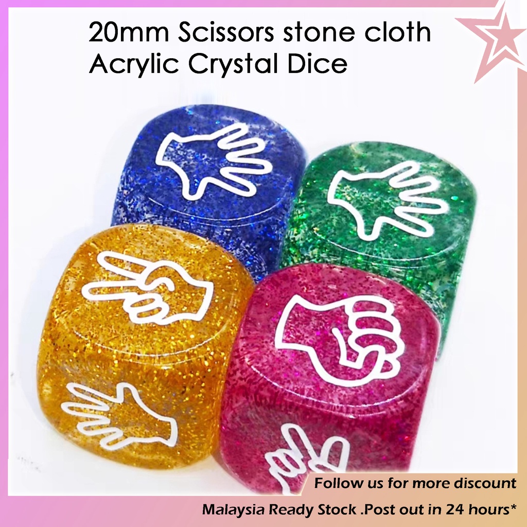 Ready Stock 20mm Dice Acrylic Crystal Boardgame scissors stone cloth ...