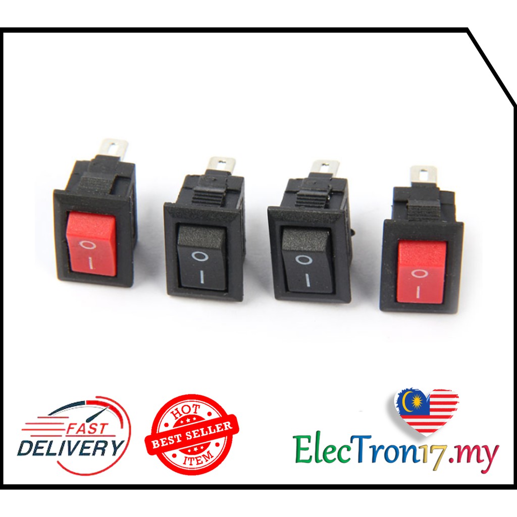 KCD1 Rocker Switch On/Off Sw 2 Pin / 3 Pin KCD1-101 Red / Black Inline ...