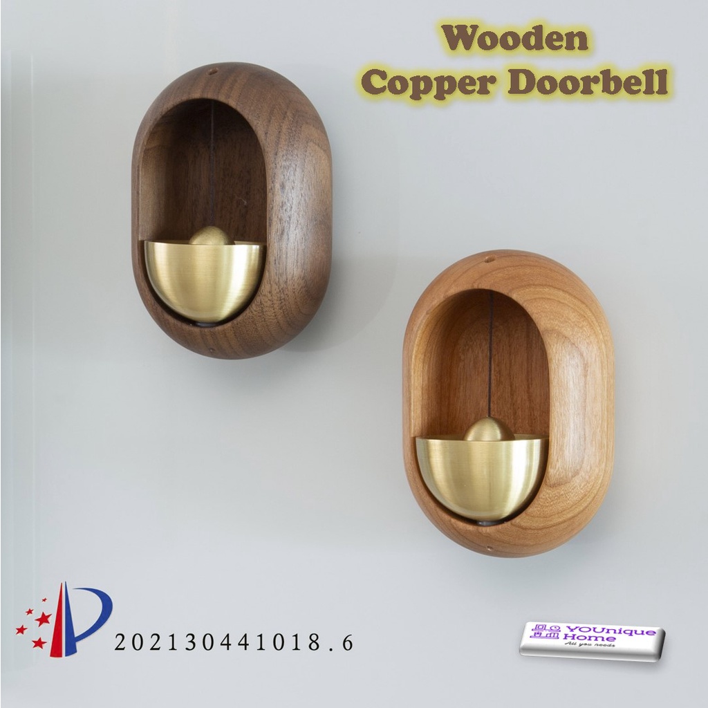 Modern Brass Walnut Cherry Wooden Copper Bell Doorbell Entry ...