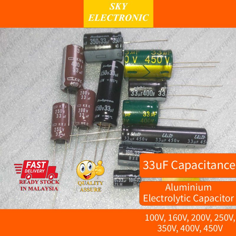 33uF Aluminum Electrolytic Capacitor 100v 160v 200v 250v 350v 400v 450v | Shopee Malaysia