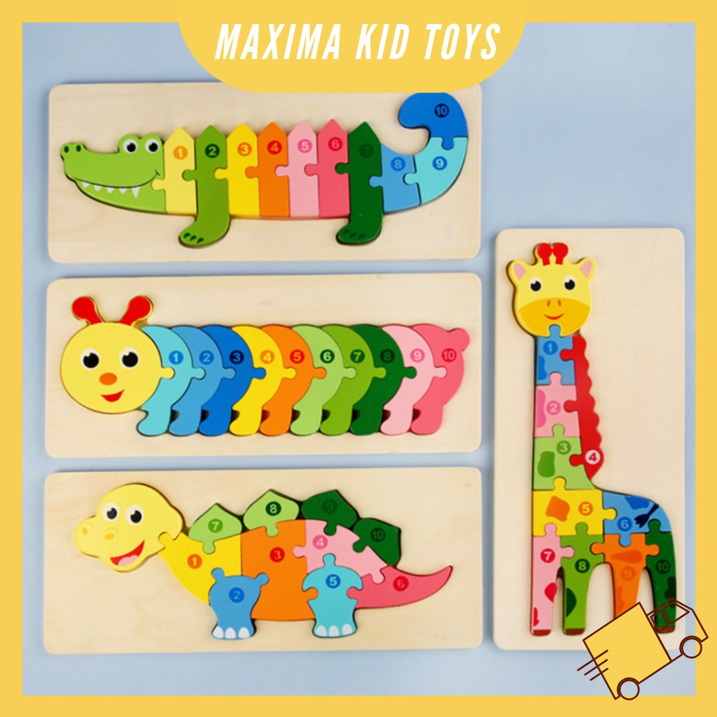 🔥MaximaKidsToy🔥3D Animal Wooden Jigsaw Puzzle Educational Early ...