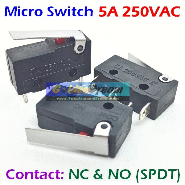 Micro Limit Switch Small Switch 3 Pin Handle 5A 250v AC Can NO / NC ...