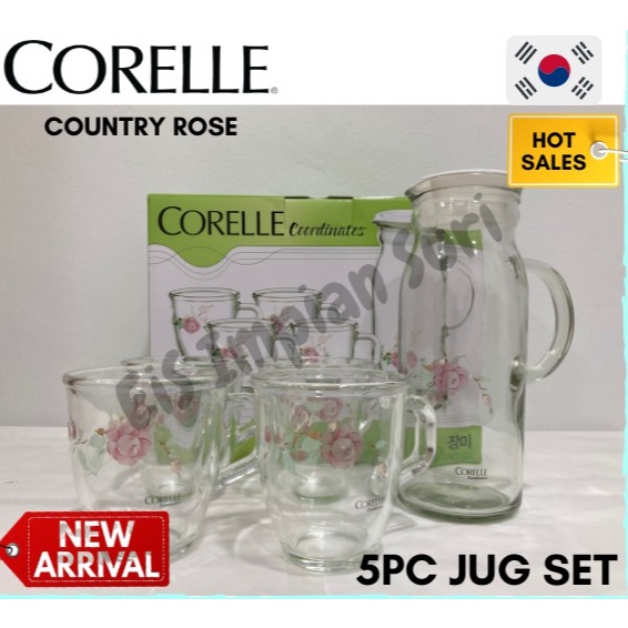 (Ready Stock!!) Corelle Coordinate Country Rose 5pc Jug Set (5MG-RS1 ...