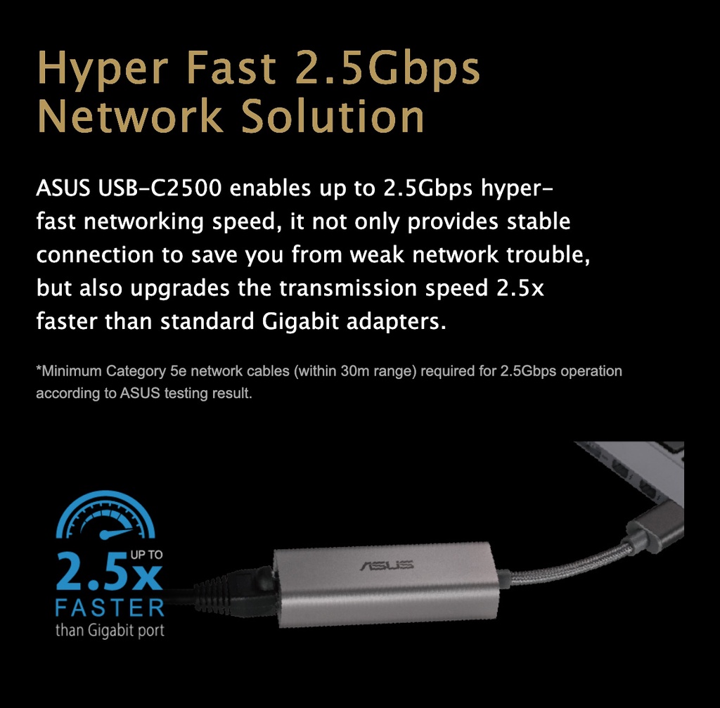 ASUS 2.5G Ethernet USB Network Adapter USB-C2500 Wired LAN for Windows ...