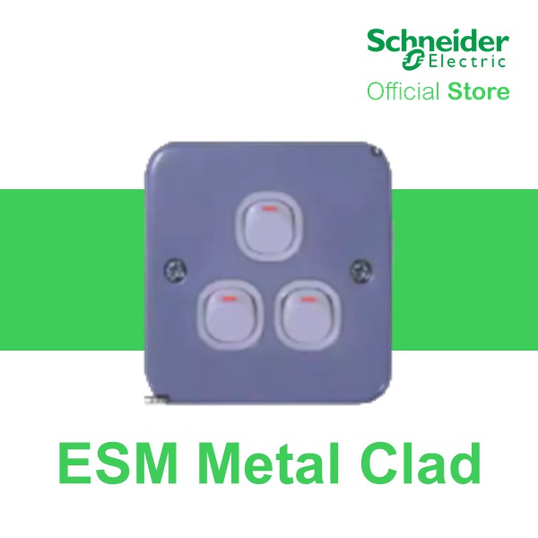Schneider Electric ESM Metal Clad 10A 3 Gang 1-Way Switch | Shopee Malaysia