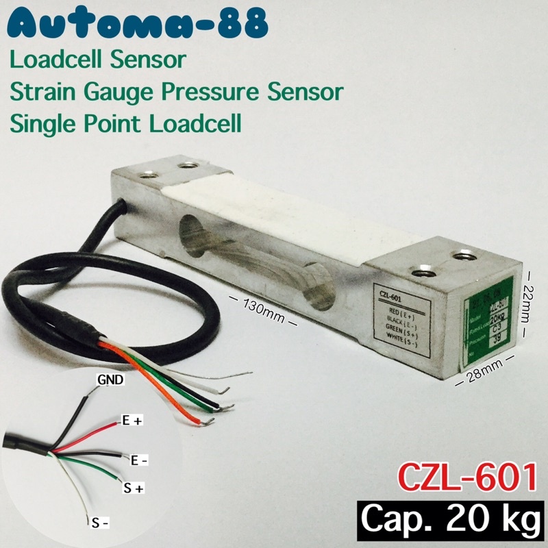 Load cell 20kg 20 kg CZL-601 130mm x 28mm x 22mm length 13cm Strain gauge pressure sensor spare ...
