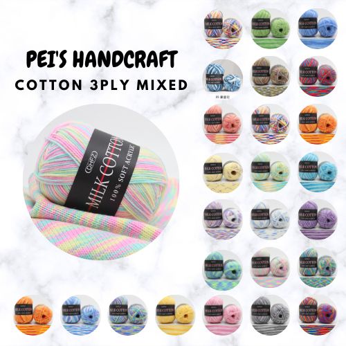 [Ready Stock] Milk Cotton 3 PLY Yarn Mix Color | Shopee Malaysia