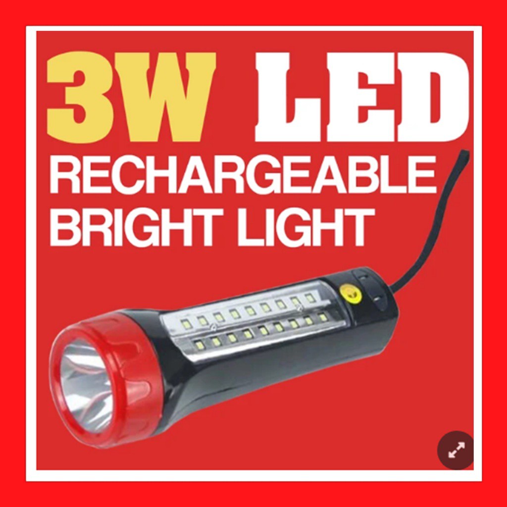 LED 3W Rechargeable Flashlight Bright Torch Light | Shopee Malaysia