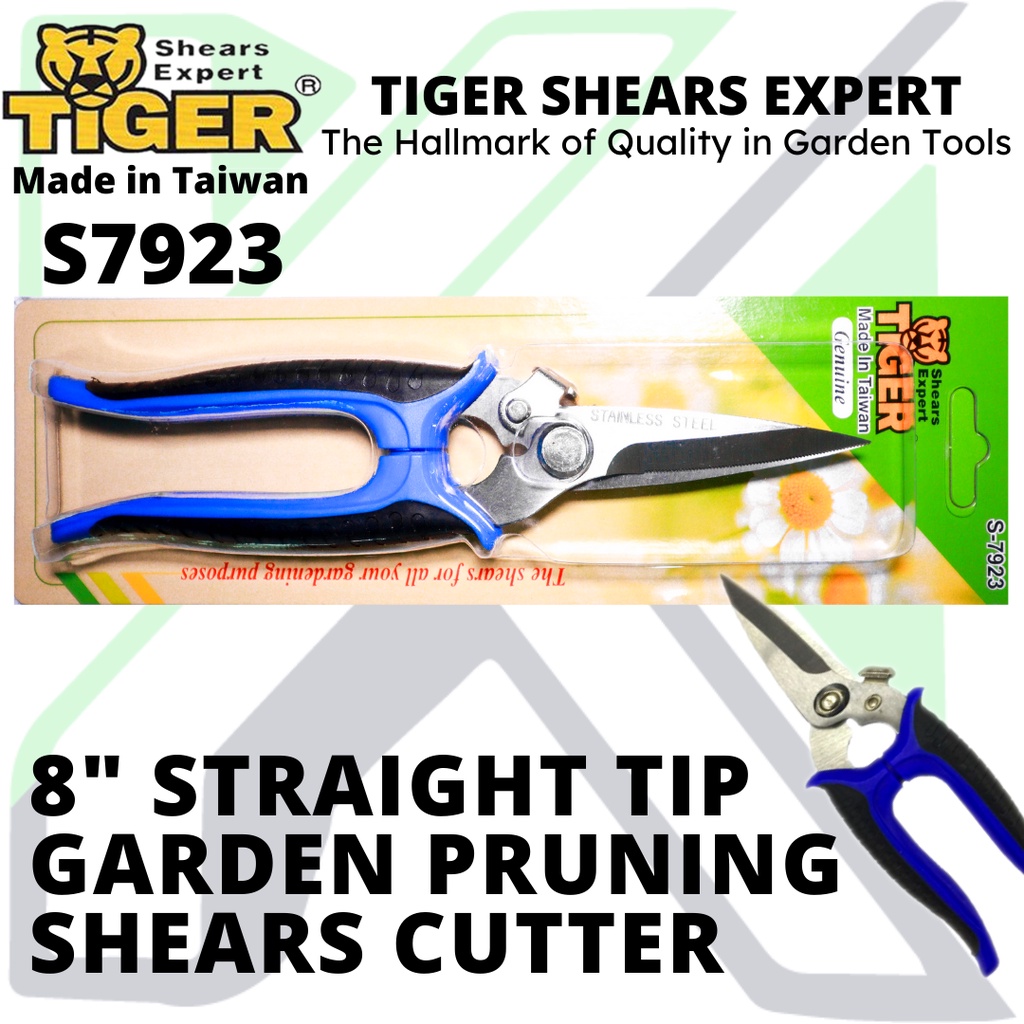 【TIGER】Straight Tip Garden Pruning Shears Cutter Scissors ️ [Gunting ...