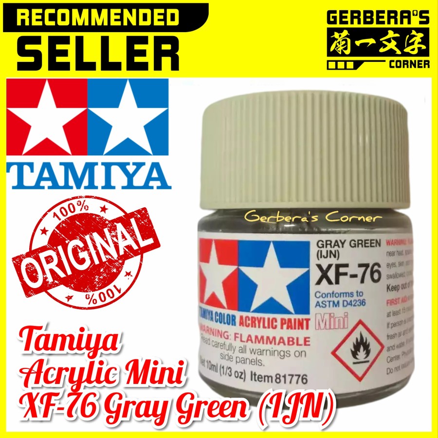 Tamiya Acrylic Mini XF76 XF-76 Gray Green (IJN) Airbrush Brush Paint ...