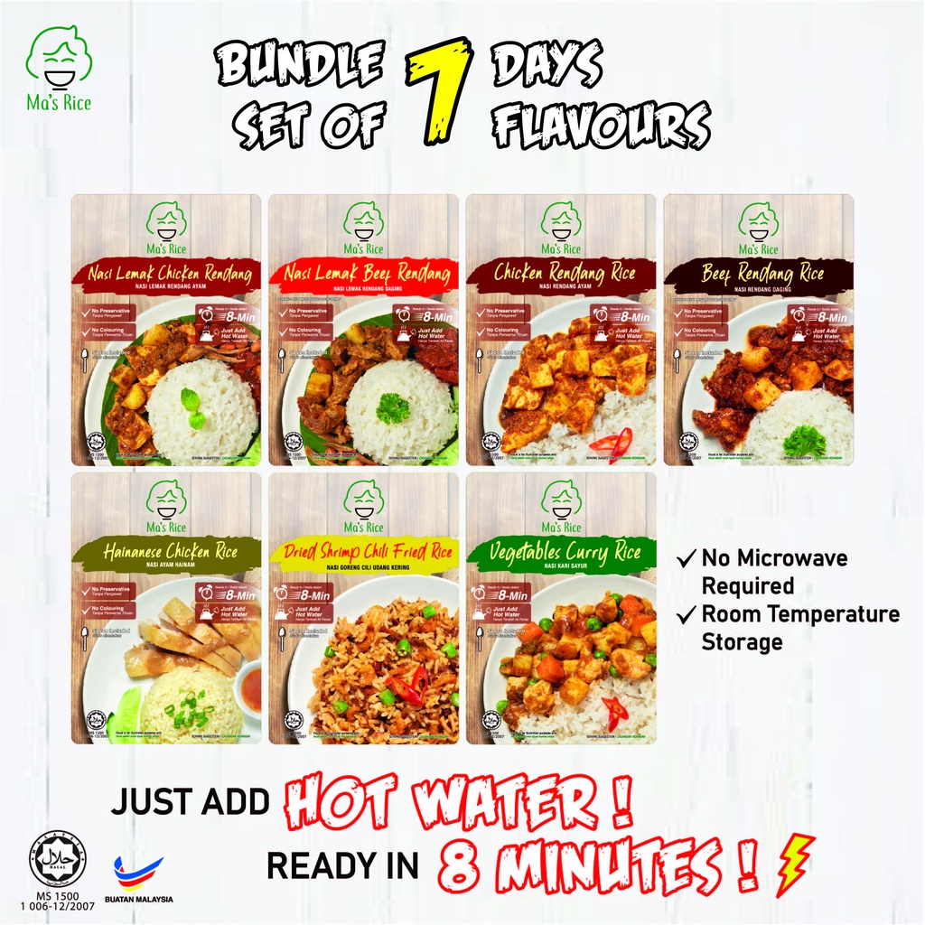 Ma's Rice Convenient Rice 7 Flavours (Bundle) | Instant Rice | Ready to ...