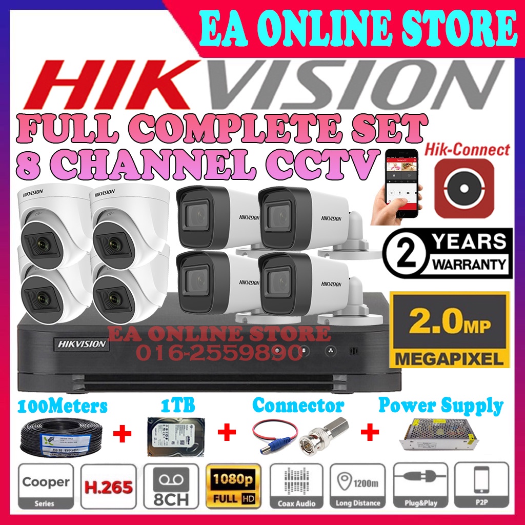 HIKVISION 8-CHANNEL 2MP 1080P Full HD CCTV 2.0MP DVR+Camera full ...
