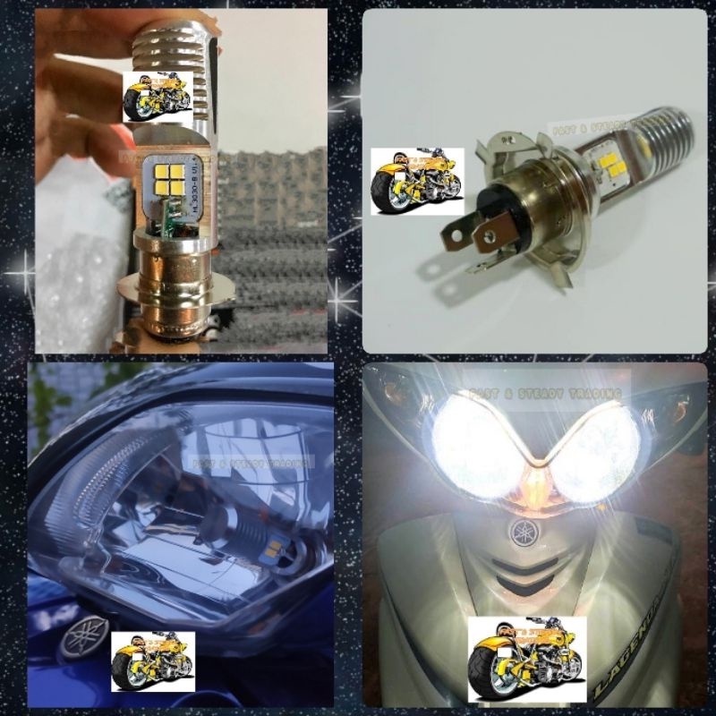 LED BULB MOTORCYCLE MOTOR MENTOL LAMPU DEPAN 12V H4/ HS1/ T19 LIGHT EX5 ...