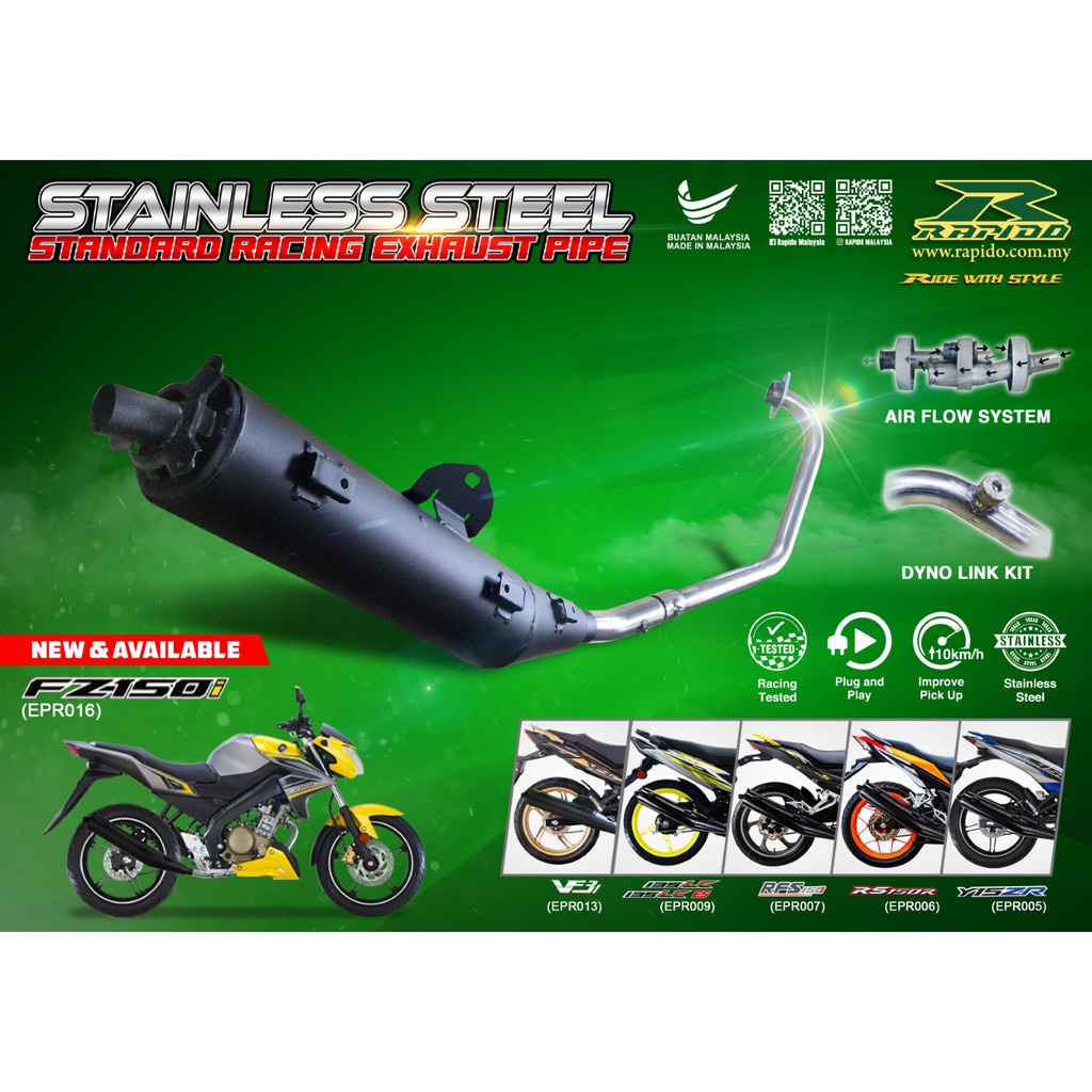 Rapido Stainless Steel Standard Racing Exhaust Pipe Y15ZR / FZ150i ...