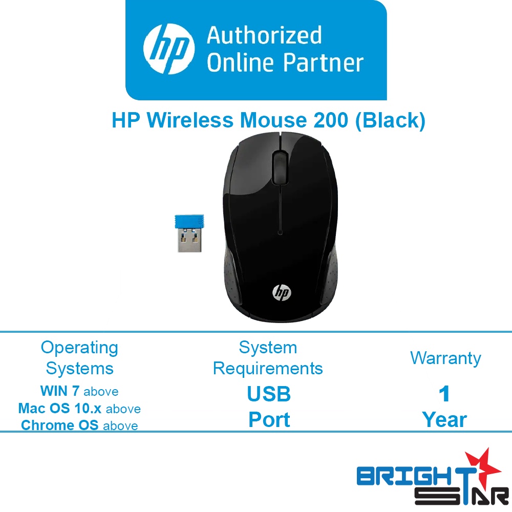 HP Wireless Mouse 200 (USB 2.4GHz | Black) | Shopee Malaysia