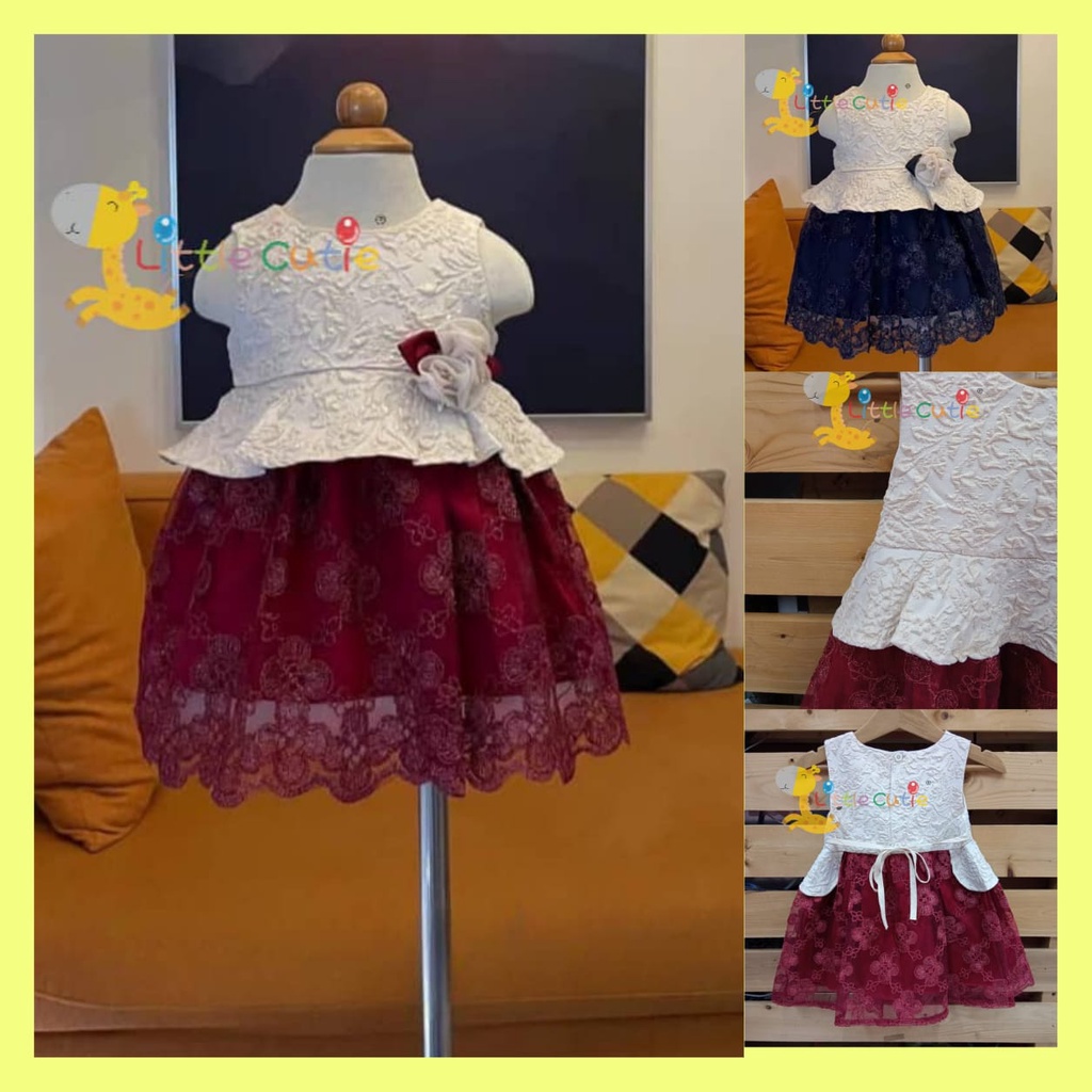 Little Cutie BGD60 Newborn Baby Girl Gown Baby Girl Lacey Dress (Gaun ...