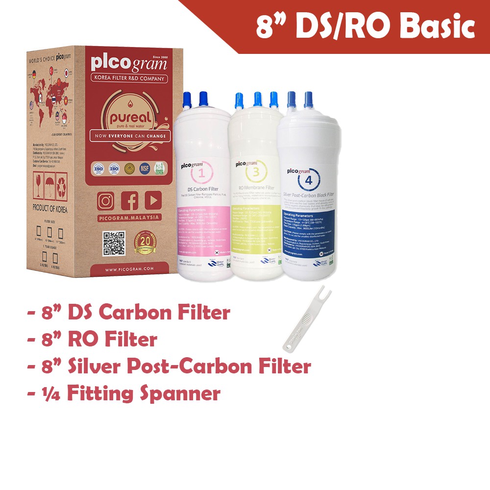 Picogram Korea Water Filter Halal U Type 8 Inch 3 Filter Set - RO ...