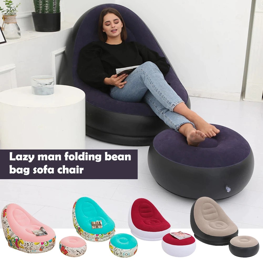 Inflatable Sofa Compressible Sofa Dmuchana bed with Pedal Flocking ...