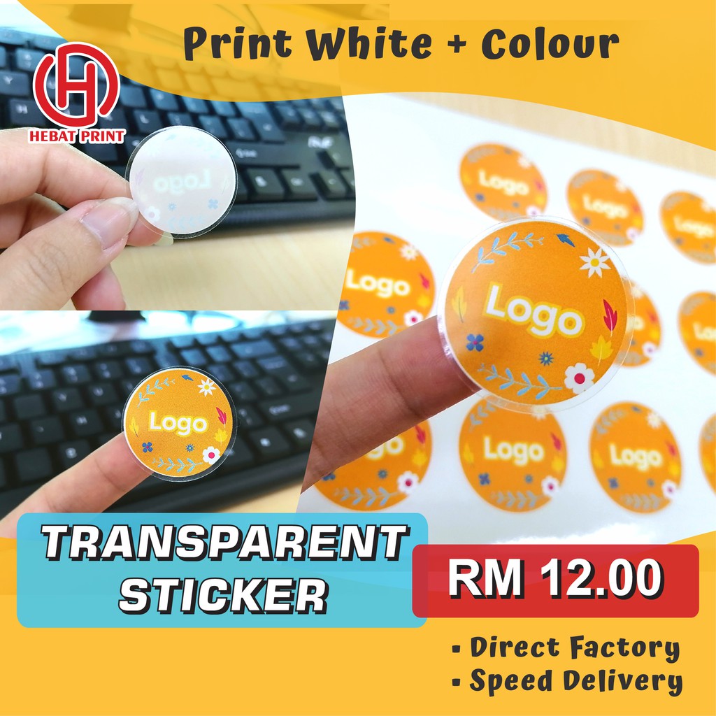 Customize Transparent Sticker / Print Colour with White Base / Print ...