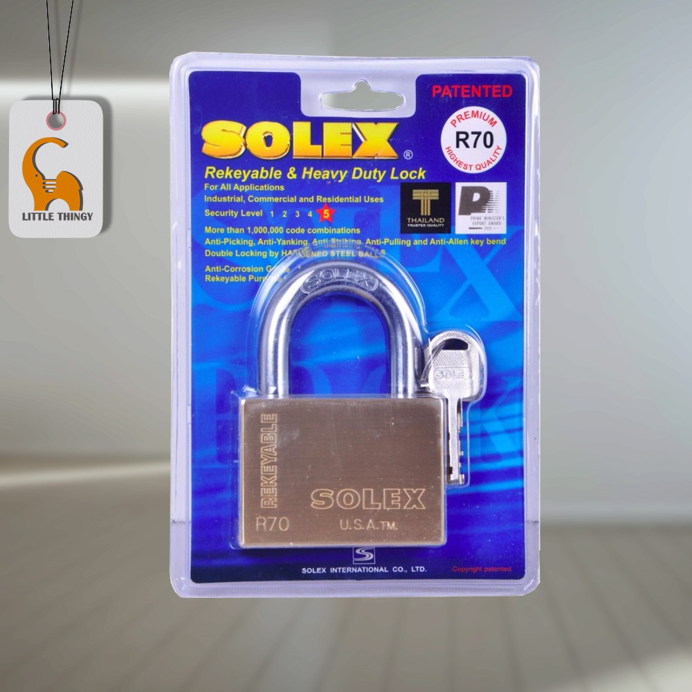 SOLEX Padlock R70-CR Rekeyable & Heavy Duty Lock Mangga Pintu ...