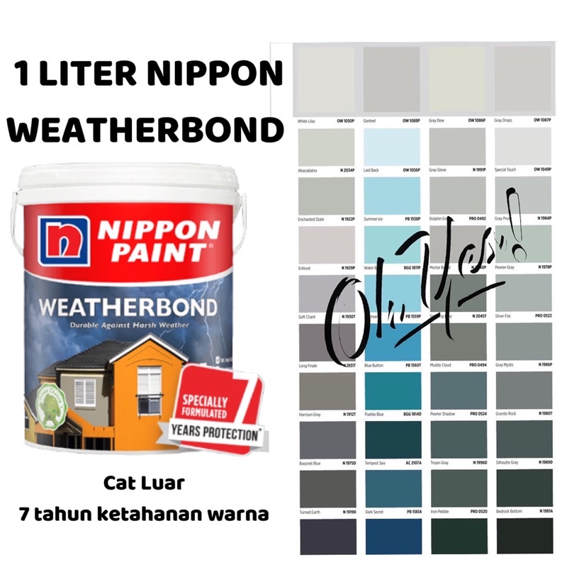 1 LITER NIPPON PAINT WEATHERBOND (CAT LUAR) | Shopee Malaysia