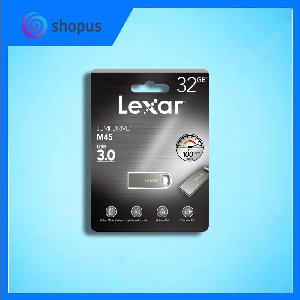 Lexar M45 Jumpdrive 32GB USB 3.0 Metal Flash Drive (up to 250MB/s read ...