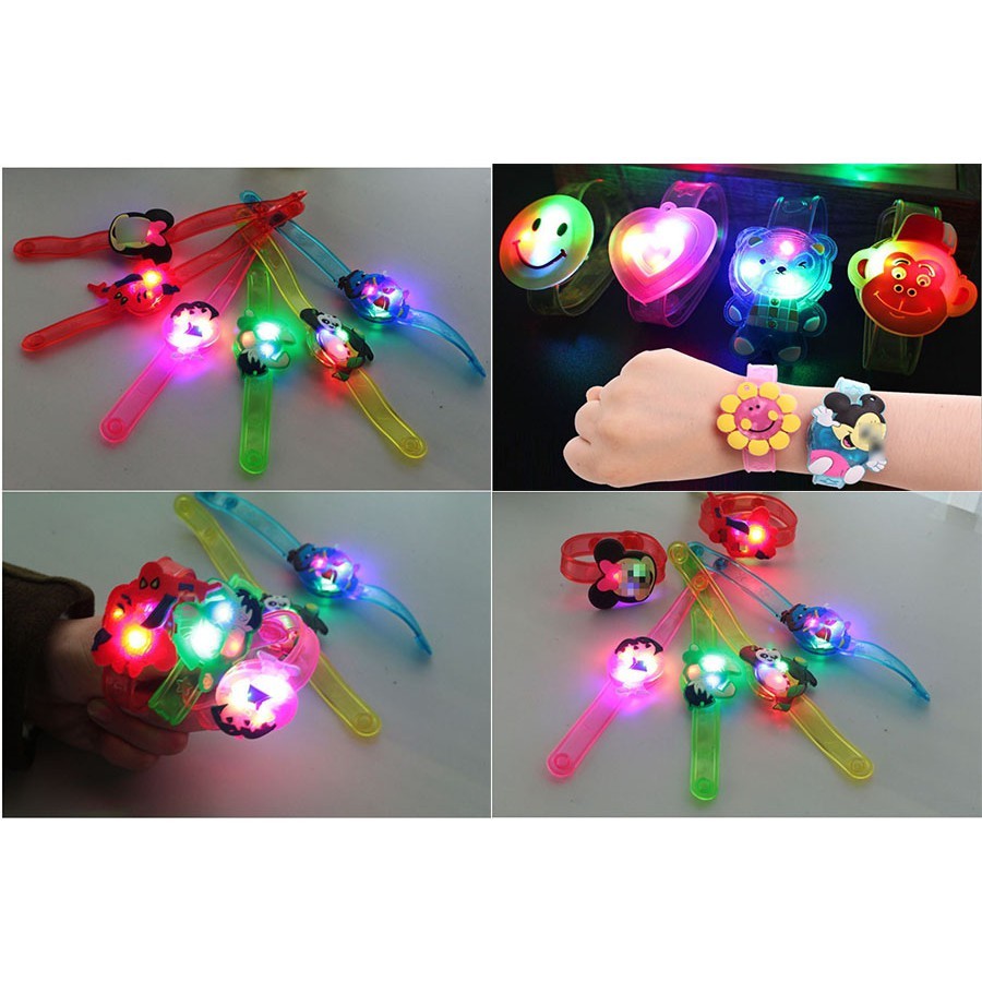 (MALAYSIA) 1Pcs Luminous Wrist & Rings Kids Toy LED Cartoon Lights Glow ...