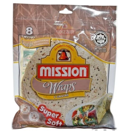 MISSION Wraps TORTILLA Potato Original Garlic Onion Chive 6 Grains ...