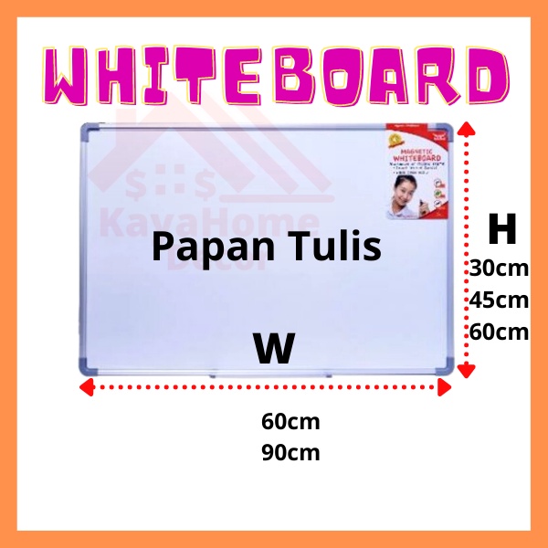 Papan Putih Whiteboard Aluminium Frame Writing board Magnetic / Non ...
