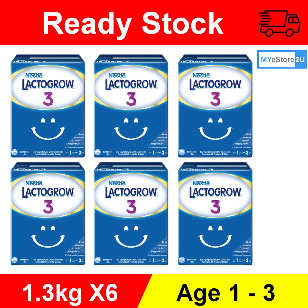 NESTLE Lactogrow 3 (1.3kg X6) Milk Powder. Susu Tepung | Shopee Malaysia