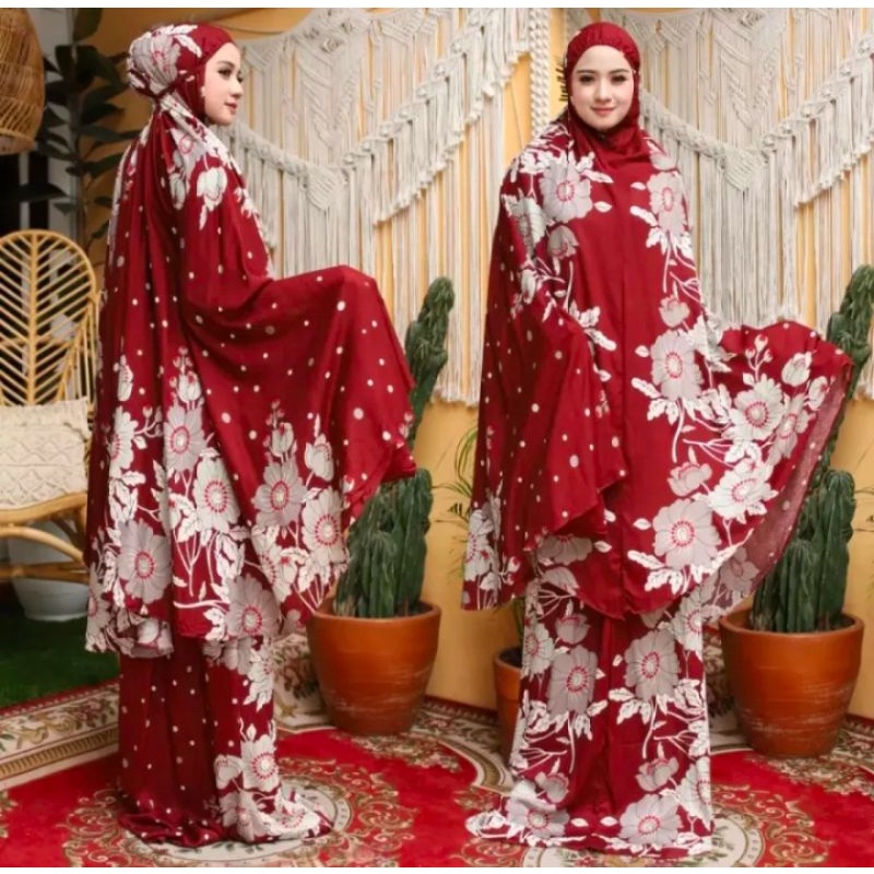 Adult BALI MUKENA/ RAYON MUKENA/ BEAUTIFUL FLOWER MOTIF MUKENA/ ADEM ...