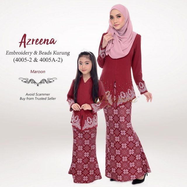 🌸SEDONDON IBU ANAK Azreena Embroidery & Beads Kurung 🌸 | Shopee Malaysia